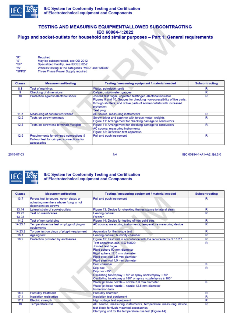 IEC 60884-1:2022 Testing Requirements | PDF | Electrical Connector ...