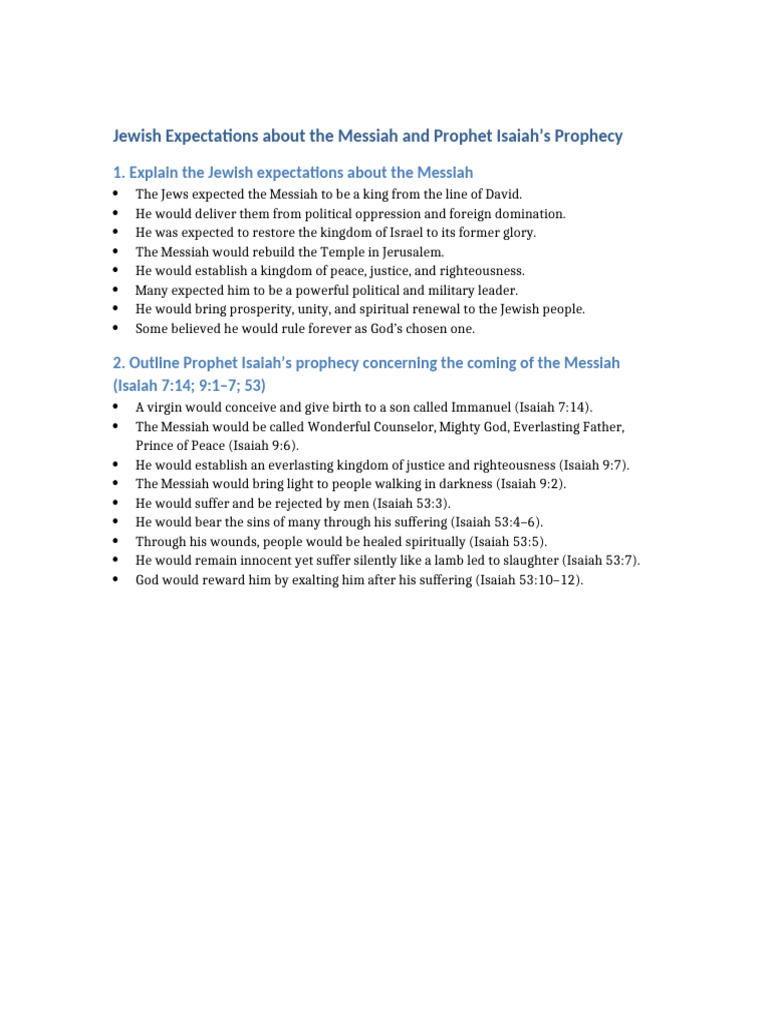 Jewish Expectations and Isaiah Prophecy | PDF