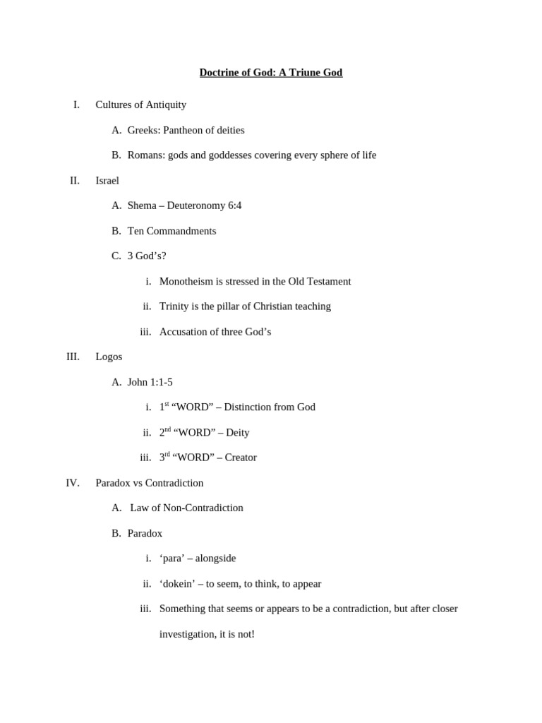 Topic 4 - Doctrine of God - A Triune God | PDF