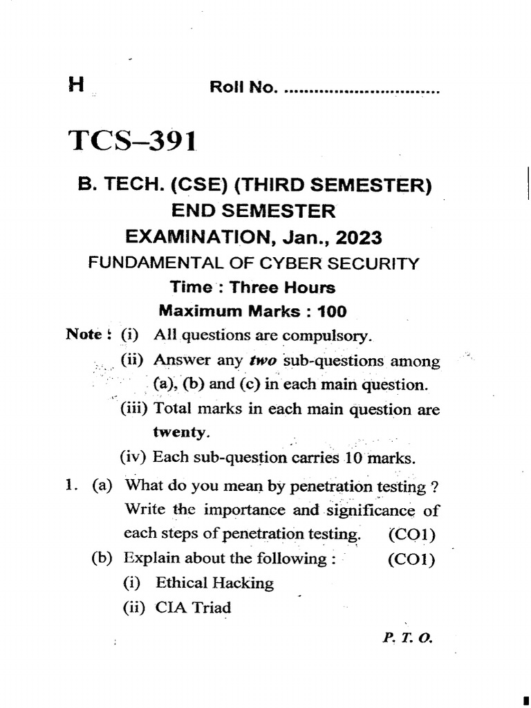 tcs391 Endsem 2023 | PDF