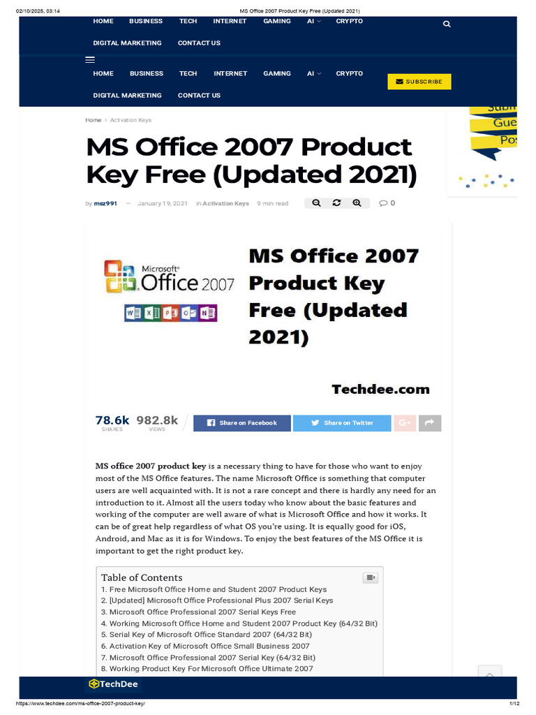 MS Office 2007 Product Key Free (Updated 2021) | PDF | Microsoft Office ...
