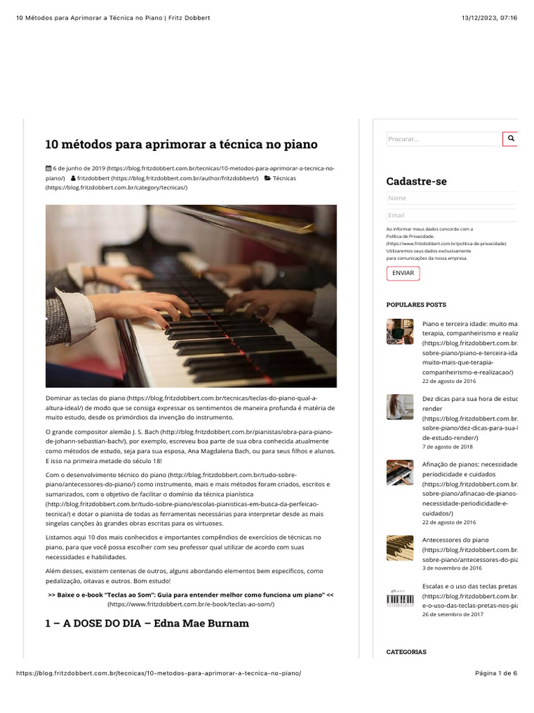 10 Métodos para Melhorar no Piano | PDF | Piano