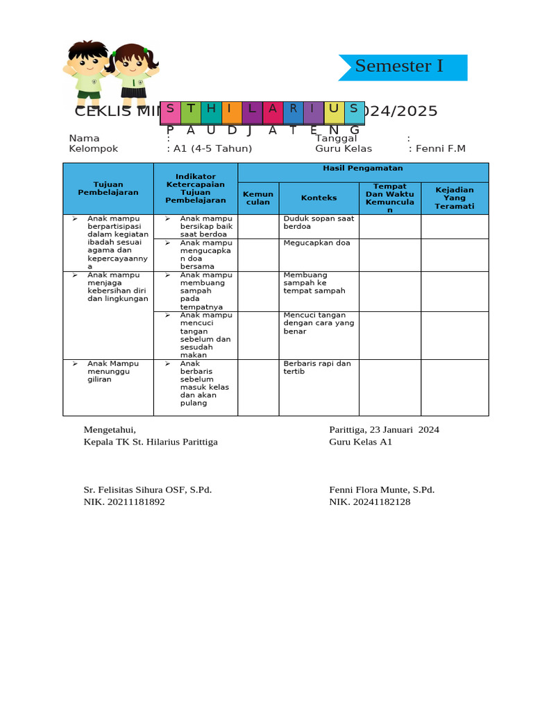 Ceklis Mingguan | PDF