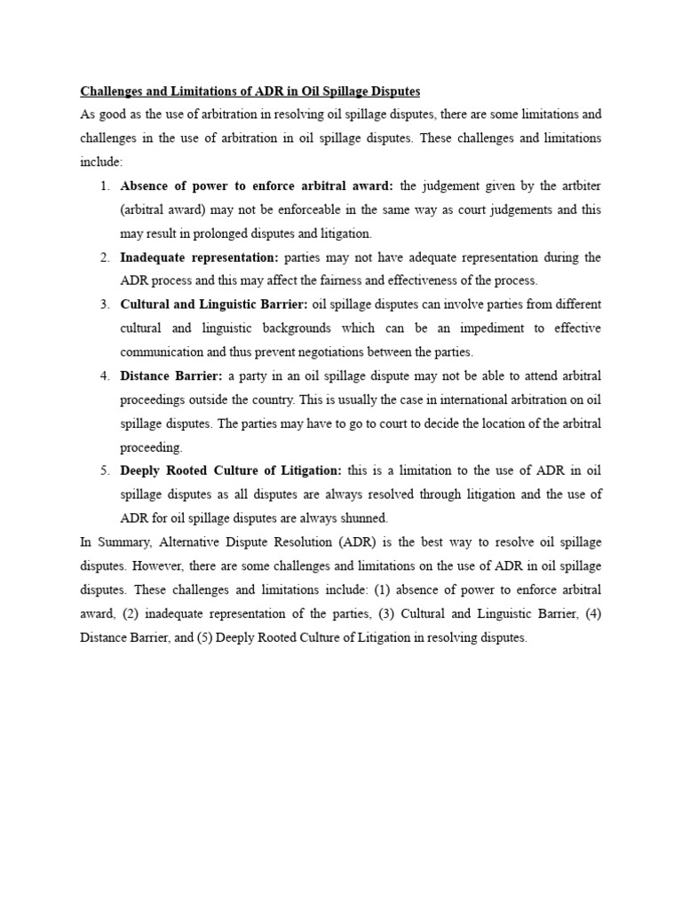 Challenges and Limitations of ADR | PDF