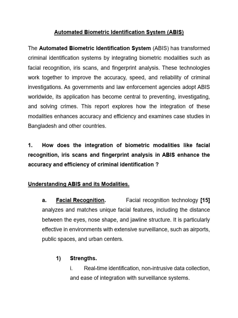 Automated Biometric Identification System | PDF | Biometrics | Fingerprint