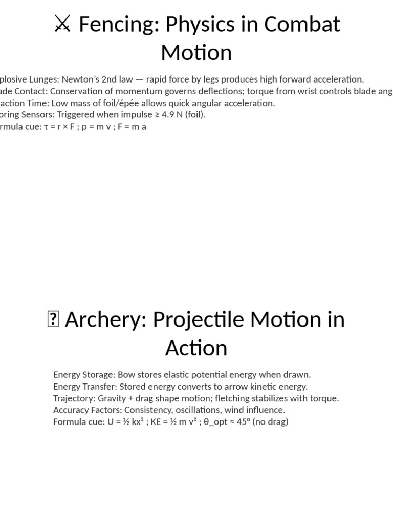 Physics in Sports | PDF | Force | Newton's Laws Of Motion