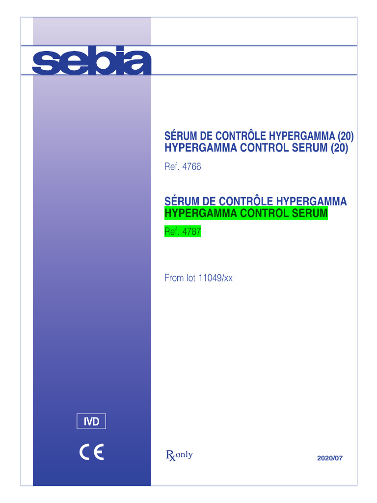 Hypergamma Control Serum Instructions | PDF | Blood Plasma | Hepatitis C