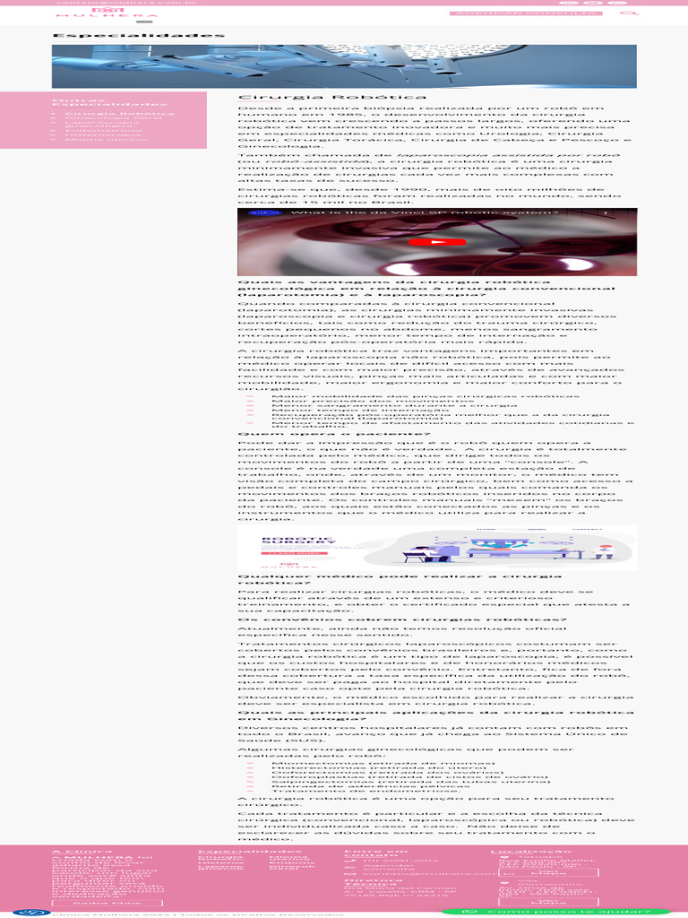 Vantagens da Cirurgia Robótica Ginecológica | PDF | Robótica | Robô