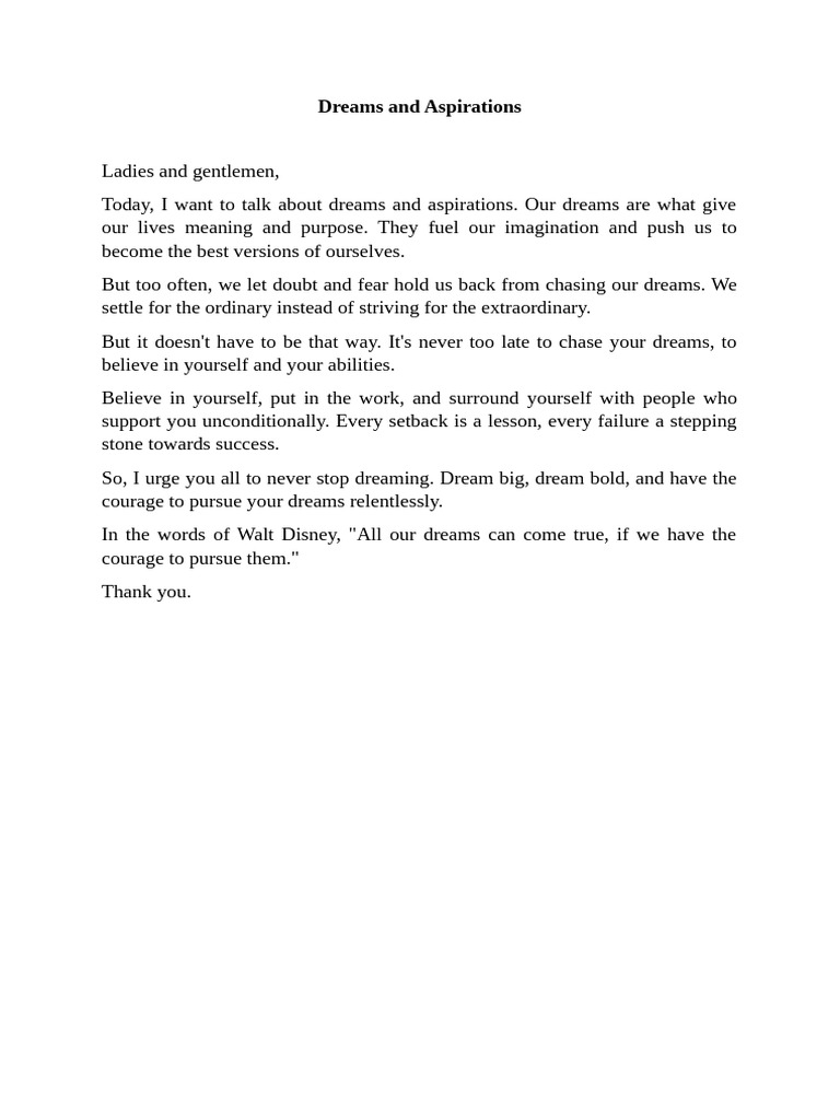 Dreams and Aspiration | PDF