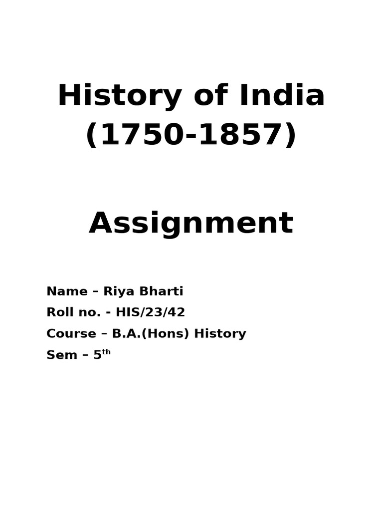 Riya Bharti History of India (1750-1857) | PDF