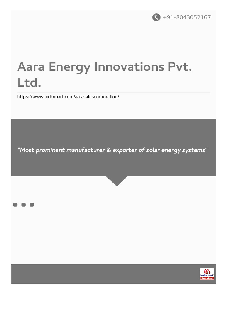 Aara Energy Innovations: Solar Solutions | PDF | Sustainable Energy ...