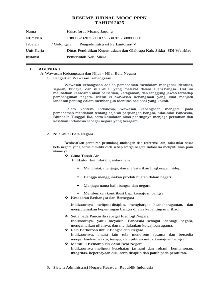 Resume Jurnal Mooc PPPK Tahun 2025 | PDF