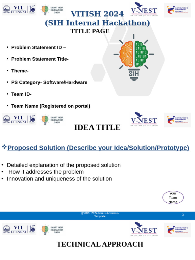 VITISH'25 IdeaTemplate | PDF | Microsoft Power Point | Software Engineering