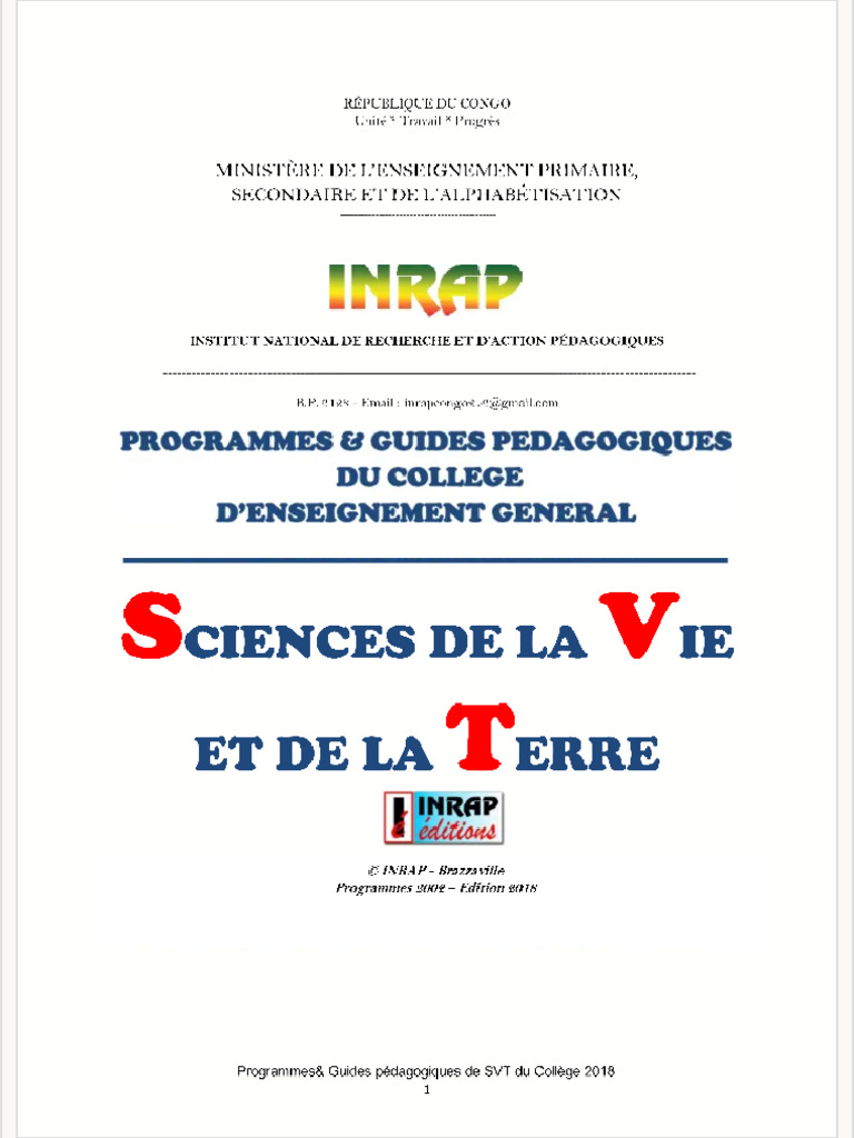 Programme SVT Collége. | PDF