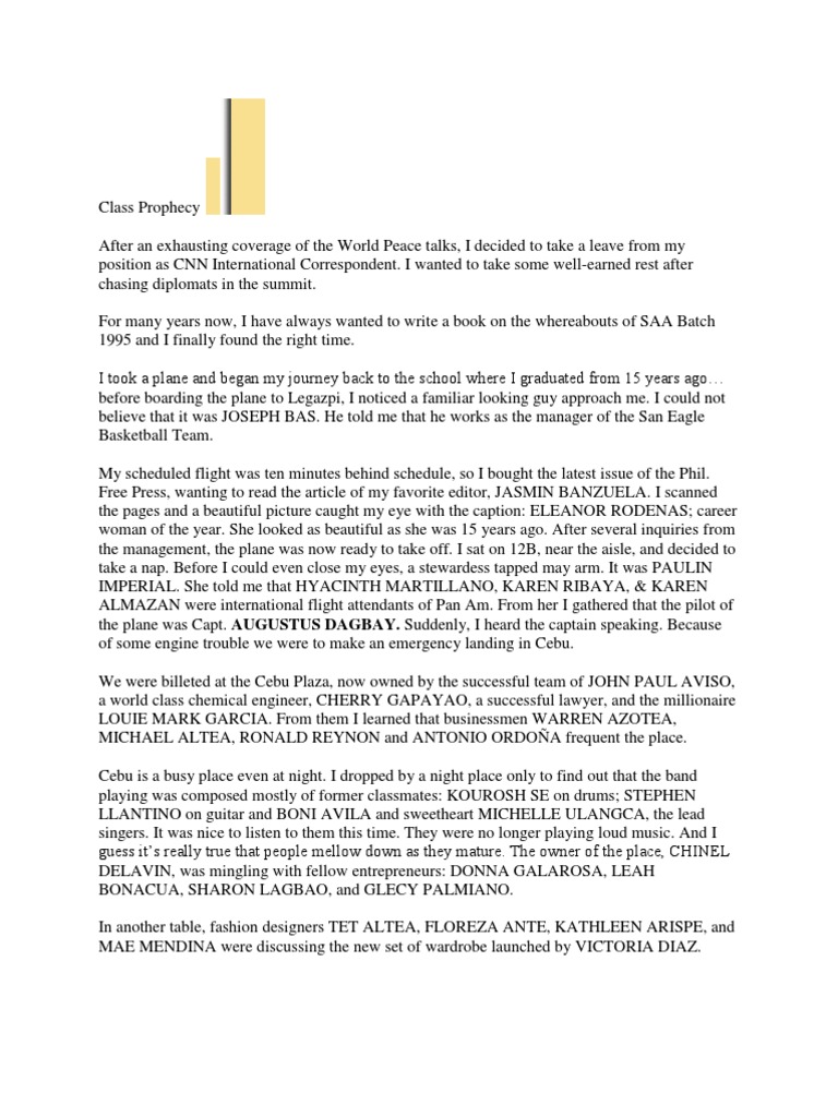 Class Prophecy | PDF | Leisure