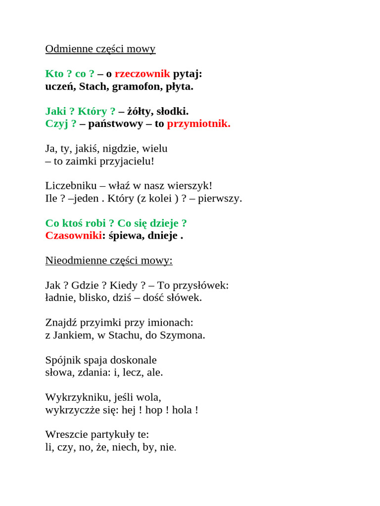 Części Mowy | PDF