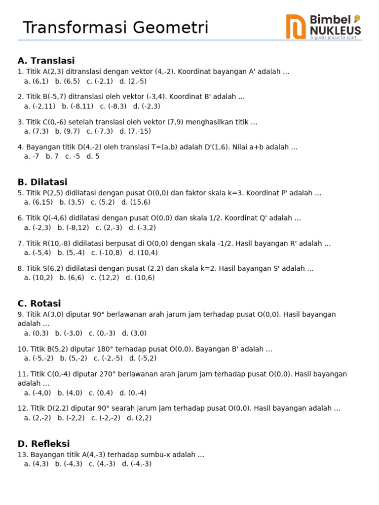 Soal Transformasi Geometri | PDF