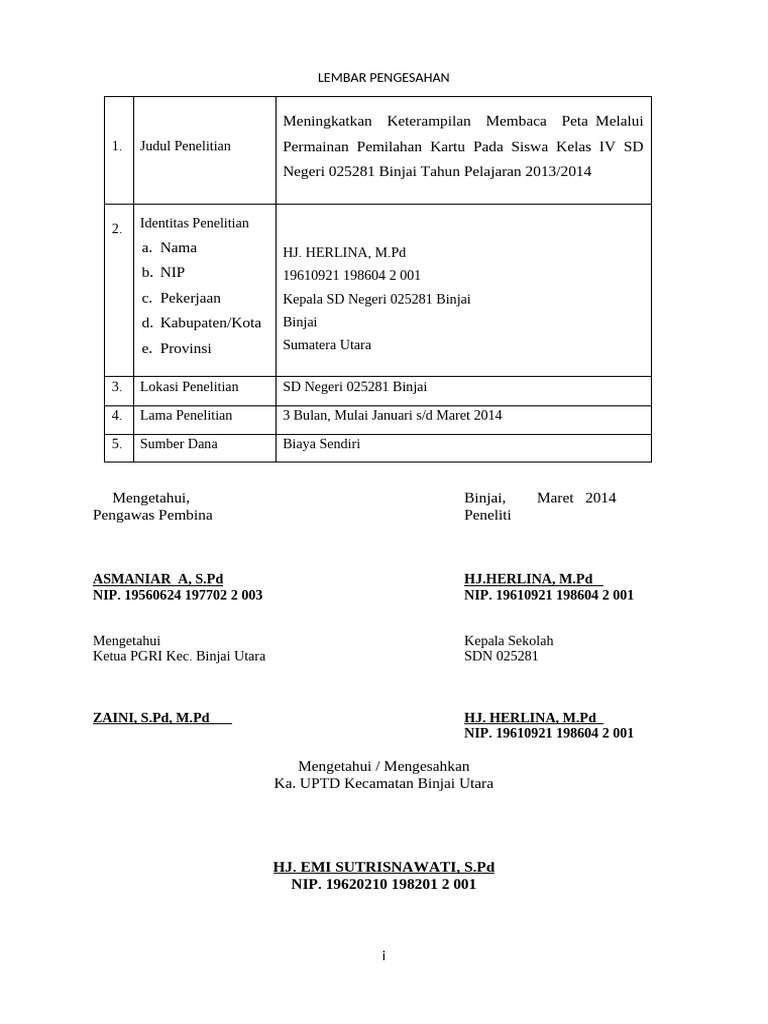 Lembar Pengesahan PTK Ips | PDF