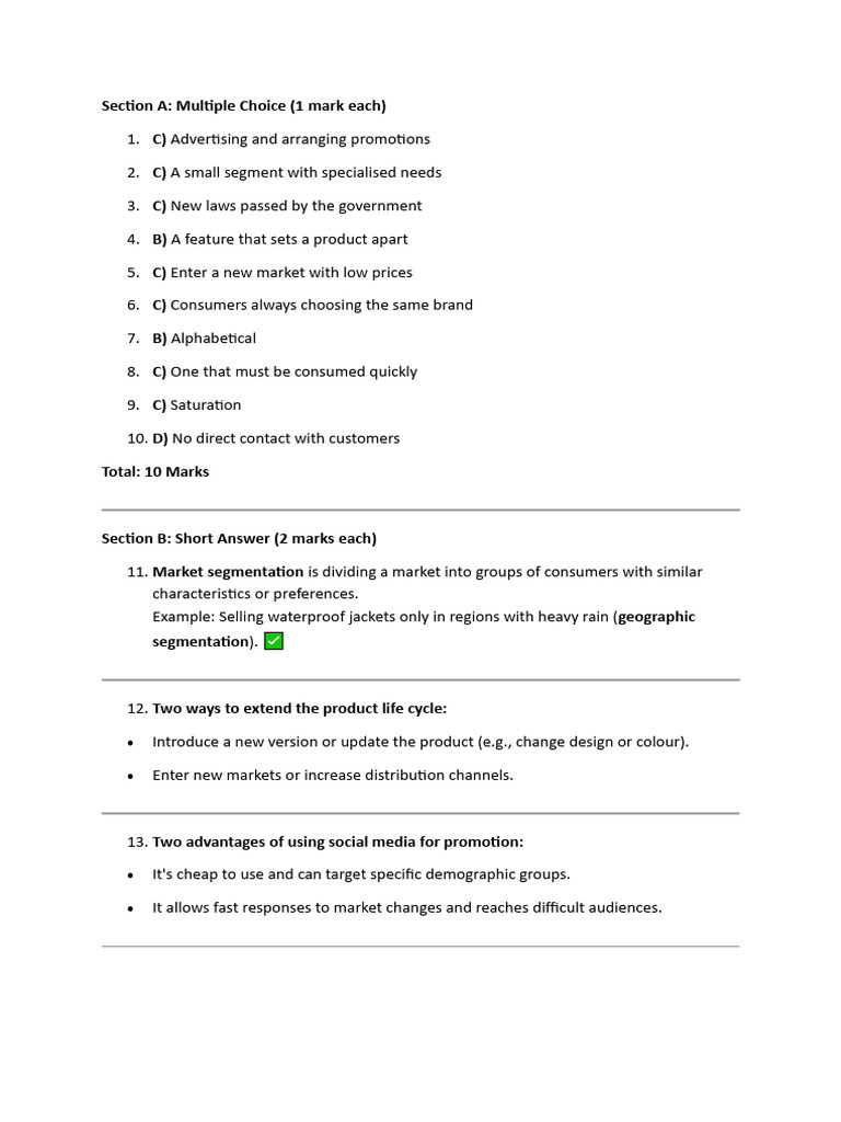 Marketing Test Answers | PDF | Brand | Pricing