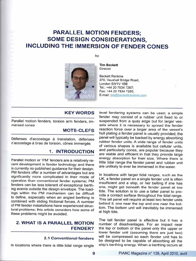 Parallel Motion Fenders - Tim Beckett - Pianc Apr 2010 | PDF