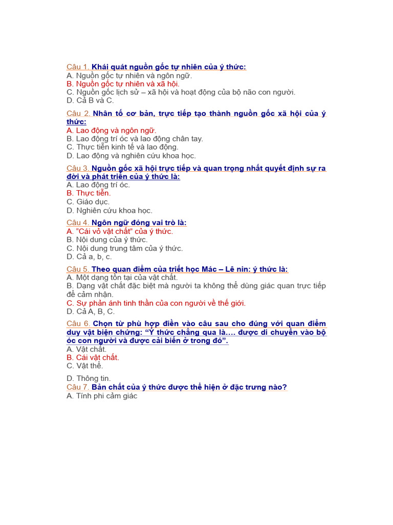 Bai Tap Trac Nghiem Mon Triet Hoc Tai Lieu Tham Khao Dai Hoc Hoa Sen 133061 | PDF