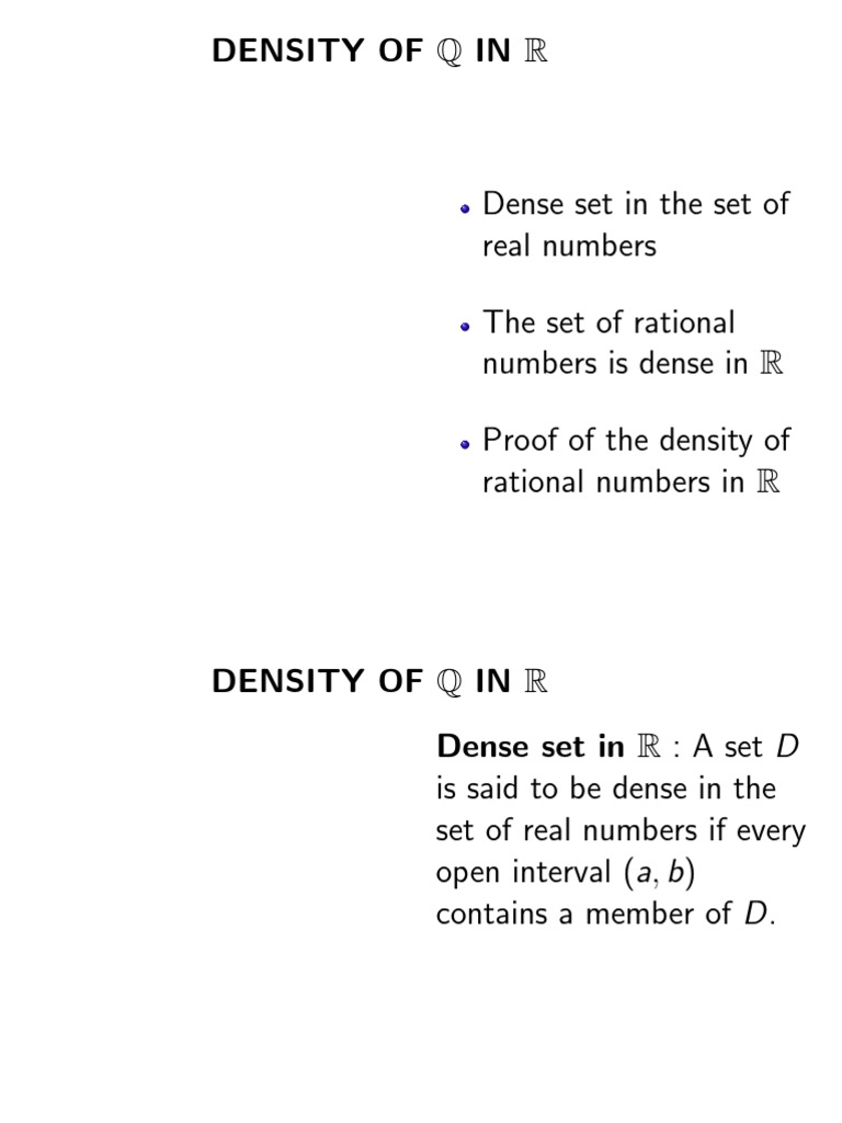018 The Set of Rational Is Dense in R | PDF