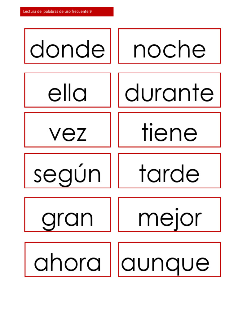 Lectura Palabras Frecuentes 9 | PDF