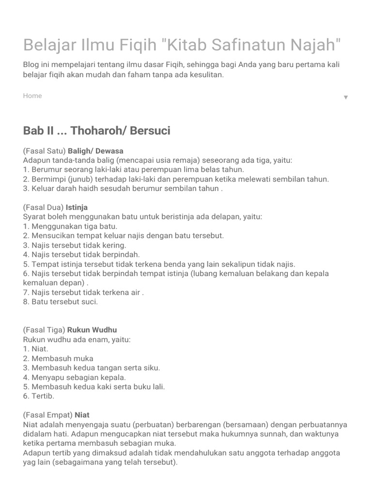 Panduan Dasar Fiqih Safinatun Najah | PDF