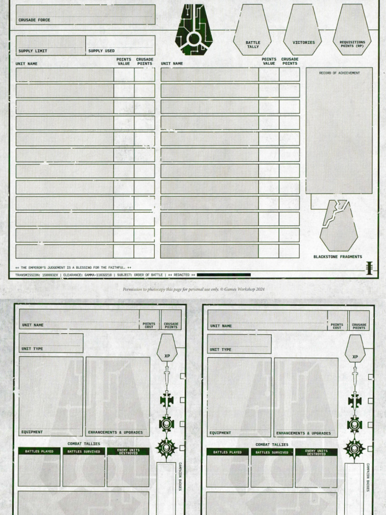 BlankCrusadeCard - Pariah Nexus Crusade Order of Battle, and Unit Cards ...