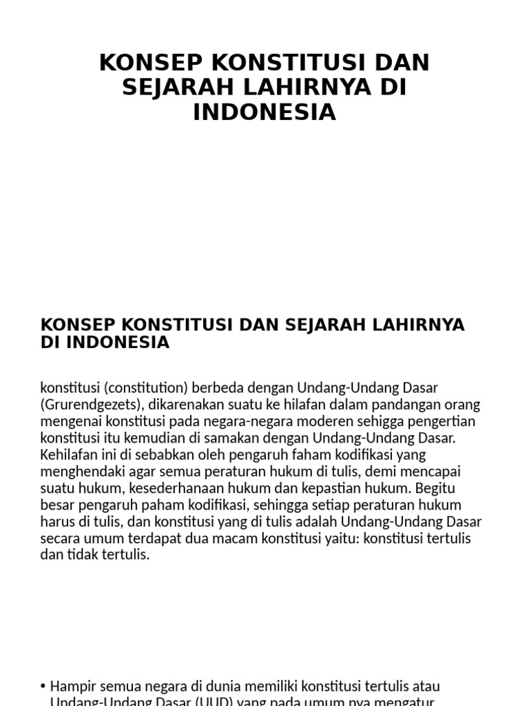 Konsep Konstitusi Dan Sejarah Lahirnya Di Indonesia | PDF
