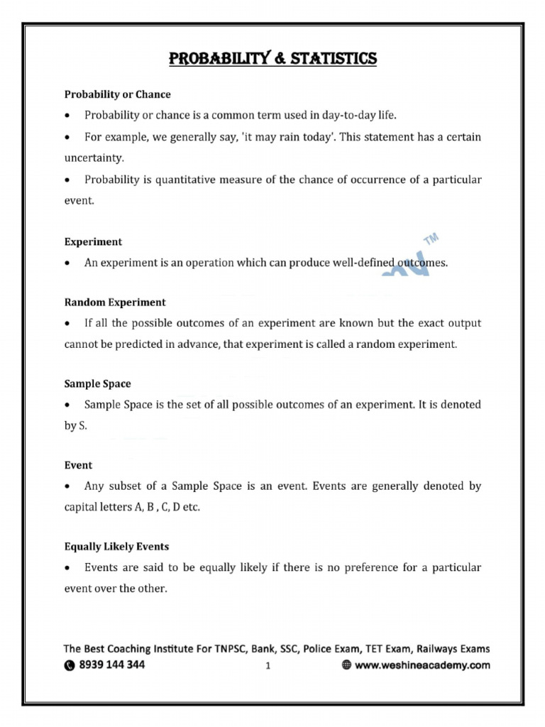 Probability & Statistics | PDF