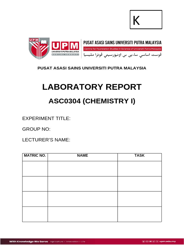 (Template) Cover Lab Report | PDF