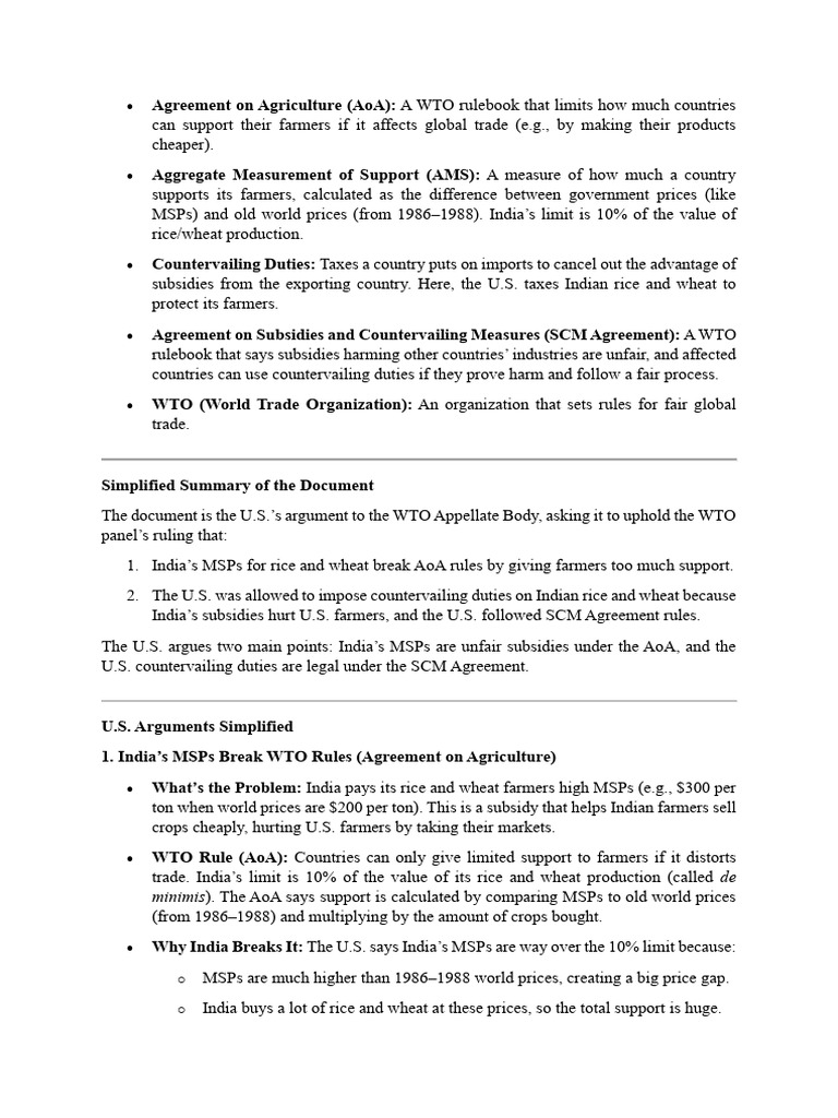Agreement On Agriculture | PDF | Subsidy | World Trade Organization
