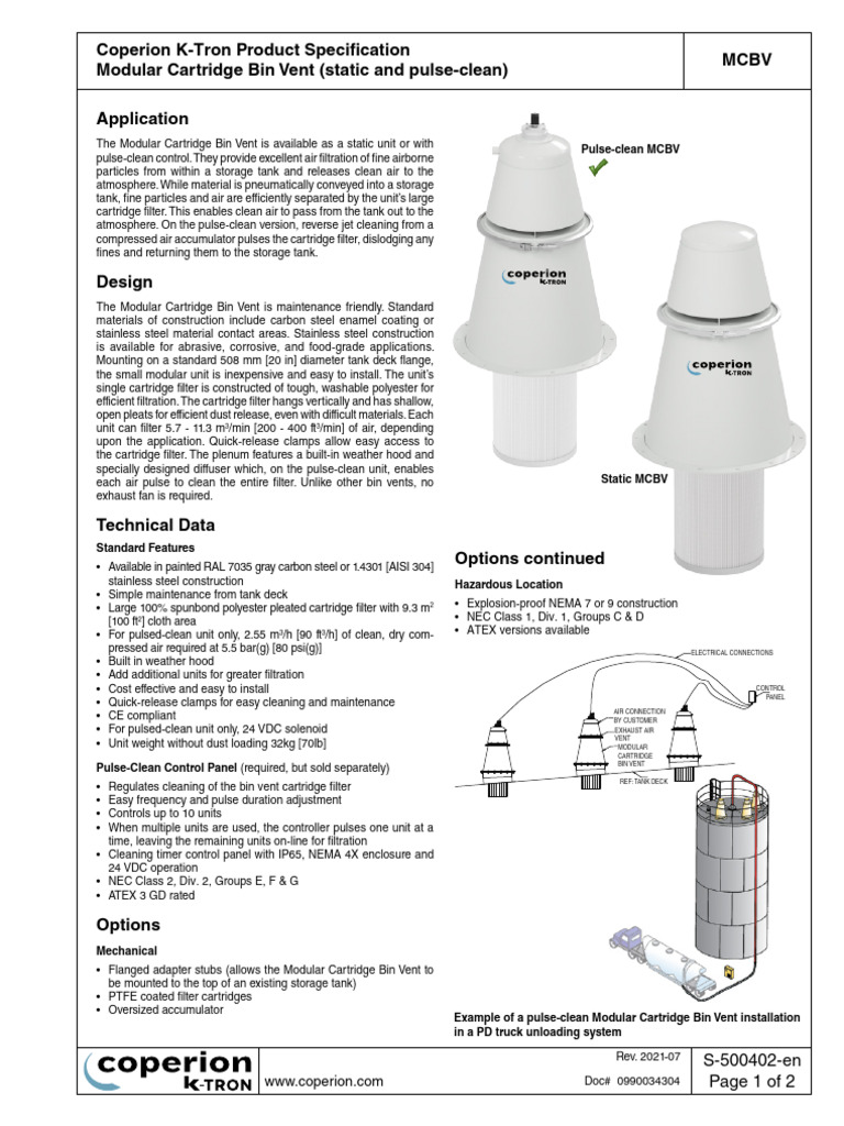 Modular Cartridge Bin Vent Specs | PDF