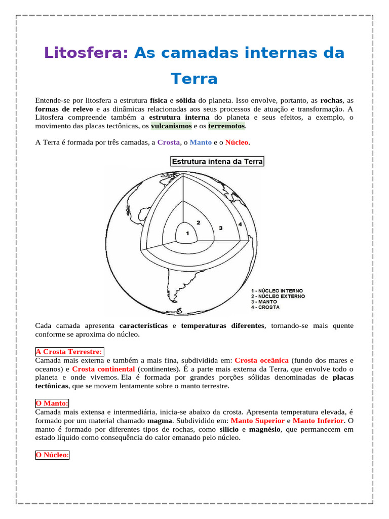 As Camadas Da Terra Conteudo 6ANO | PDF