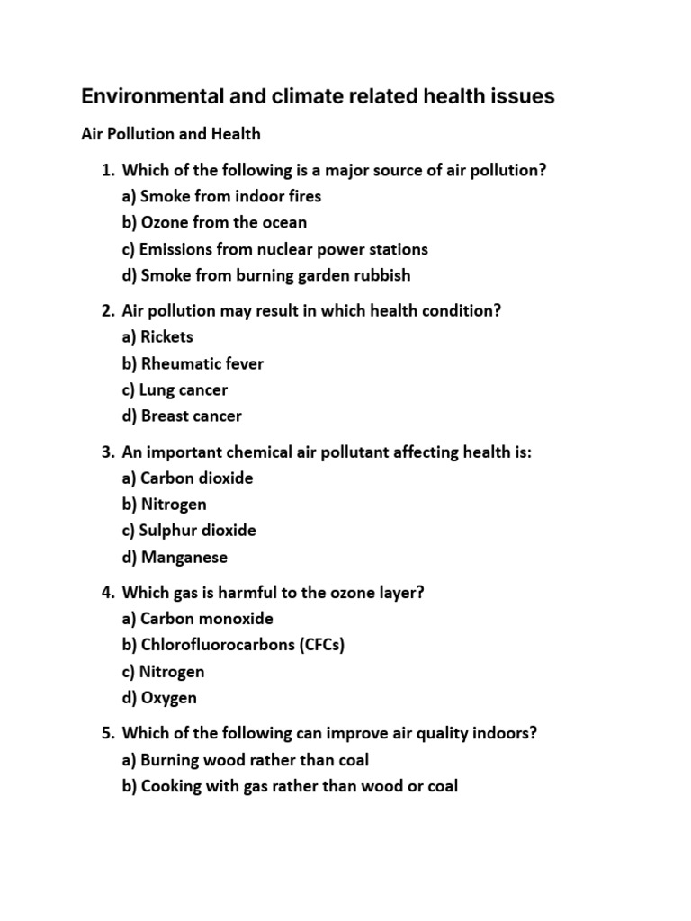 Environmental and Climate Related Health Issues | PDF | Air Pollution ...