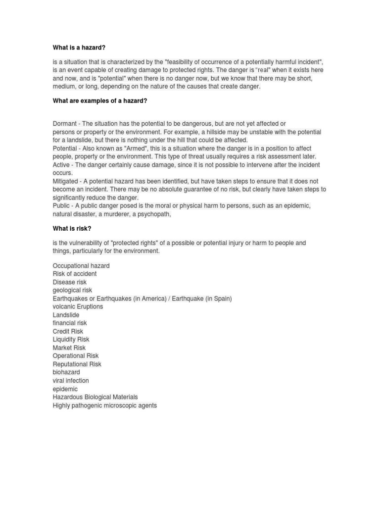 What Is A Hazard | PDF | Risk | Risk Management