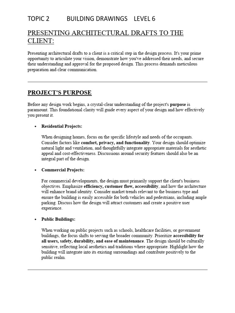 Topic 2 Building Drawings Presenting Architectural Drafts To The Client ...