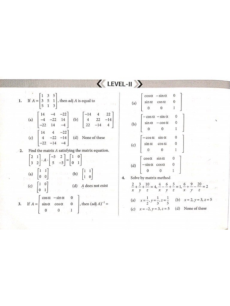 Matrices Level 2 Question | PDF