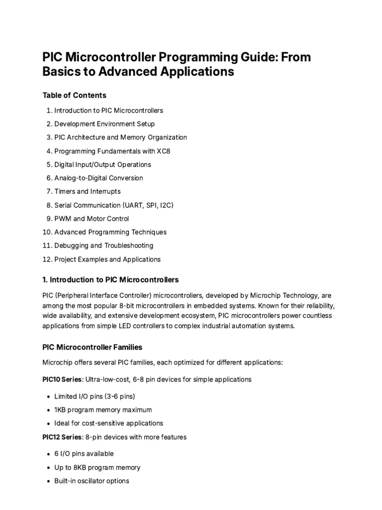 PIC Microcontroller Programming Guide | PDF | Microcontroller | Analog ...