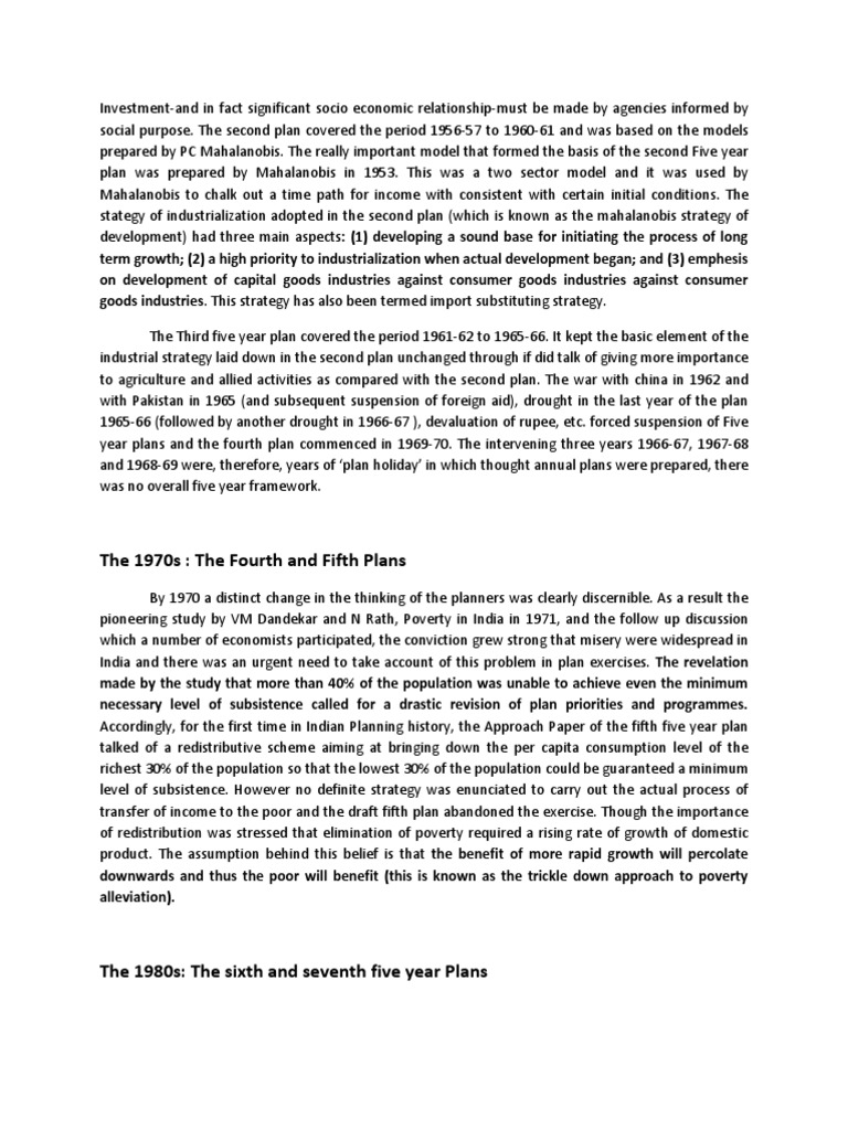 Mahalanobis strategy of development in India | PDF | Economic Growth ...