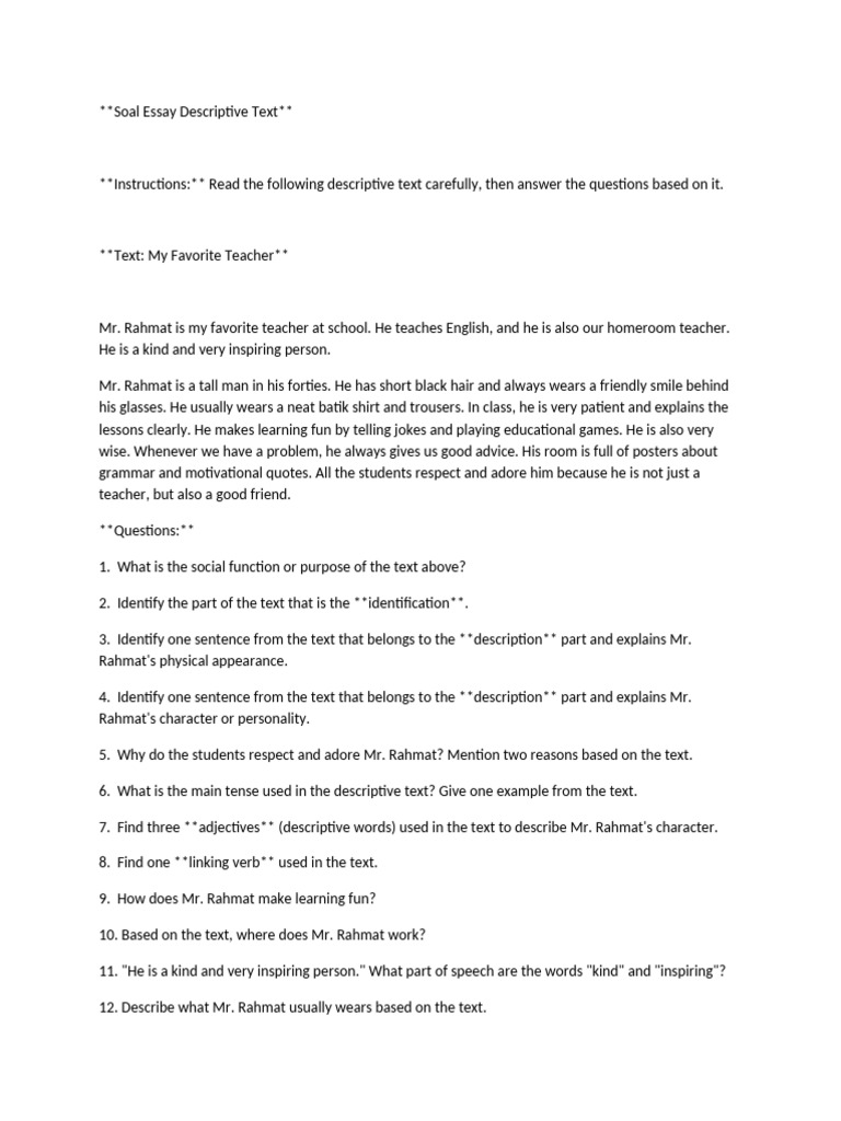 Soal Essay Desc Kelas XI TKR 2 Dan XI TKR 1 | PDF