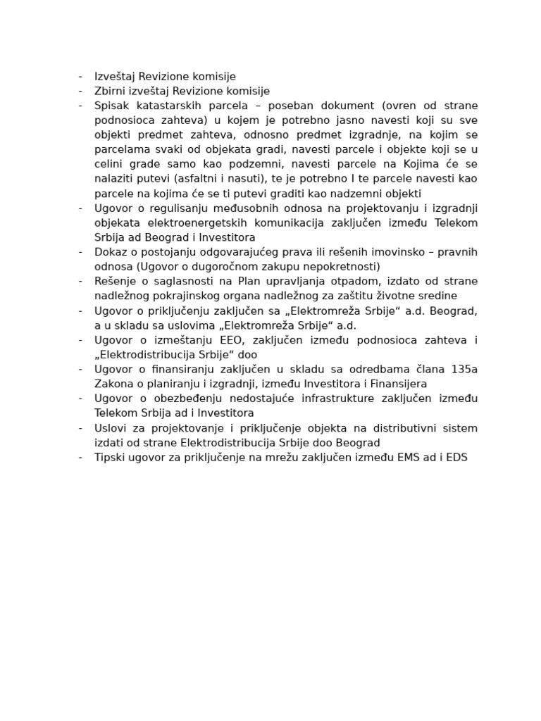 Spisak Dokumenata | PDF