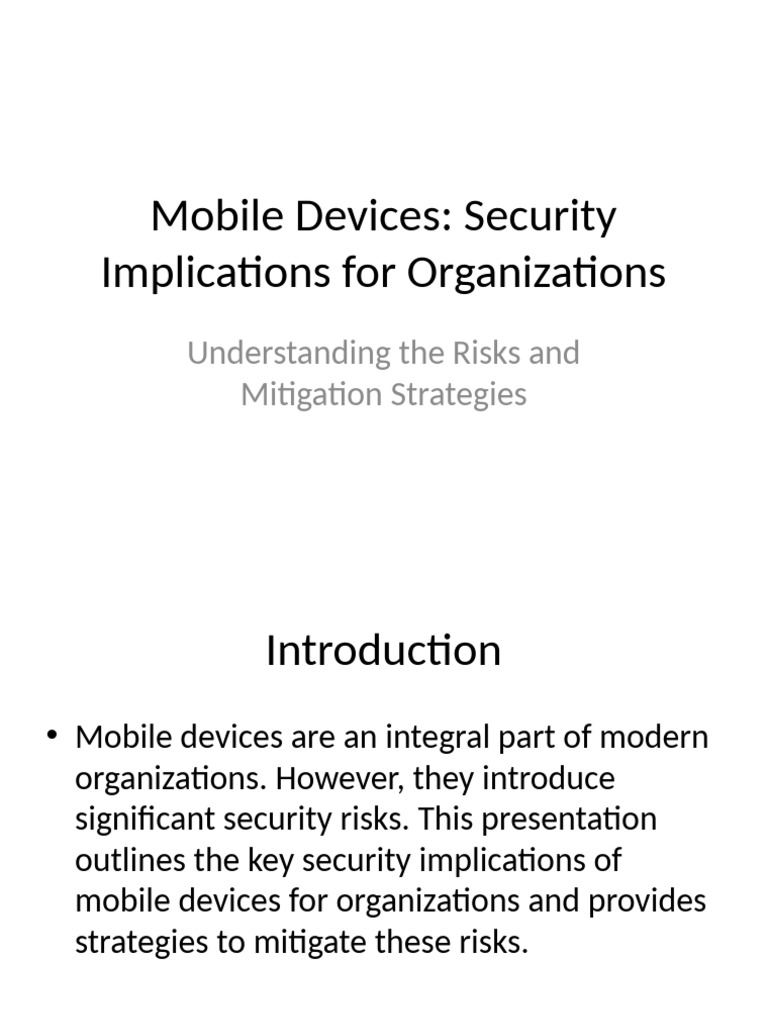 Mobile Devices Security Implications For Organizations | PDF | Computer Security | Security