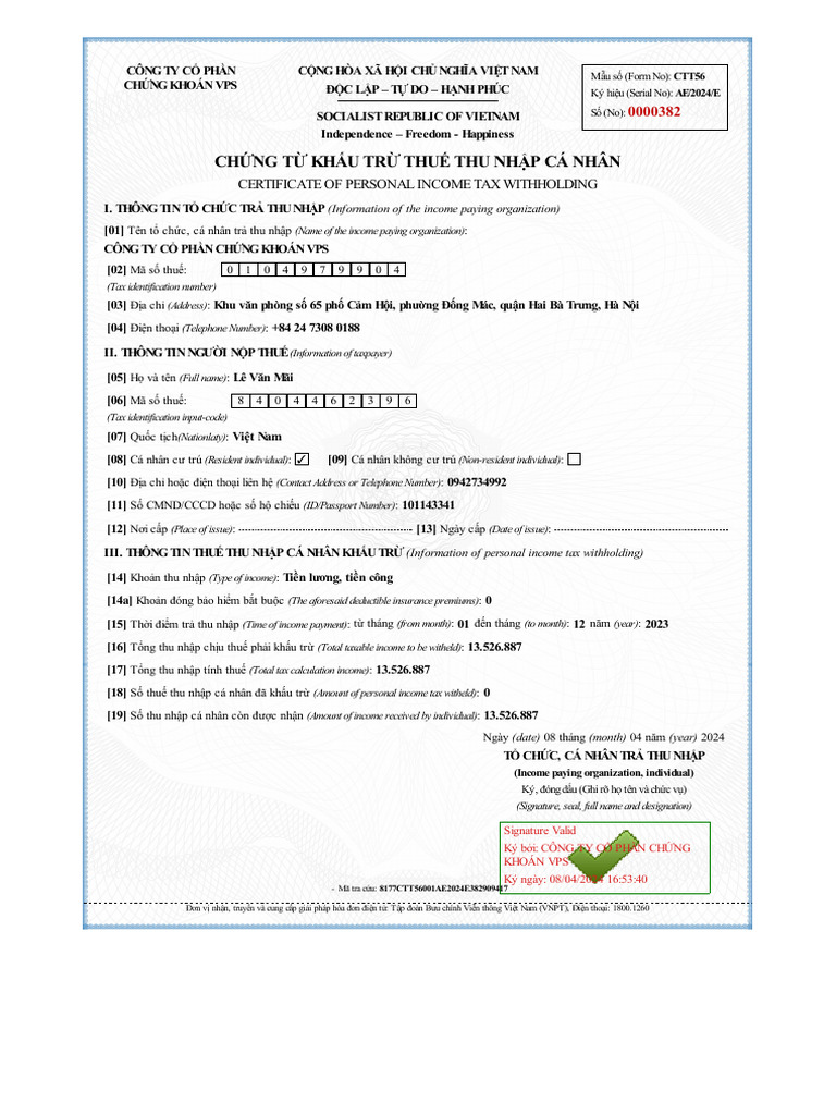 Chung Tu Khau Tru Thue | PDF