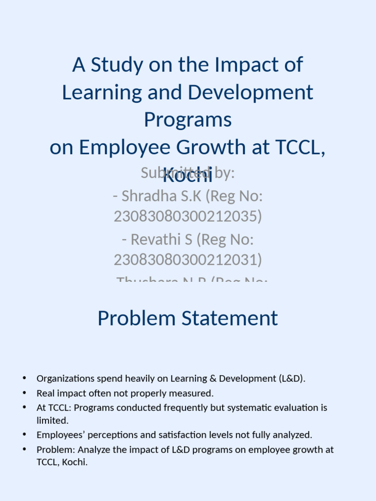 TCCL L&D Presentation Expanded | PDF | Employee Retention | Business