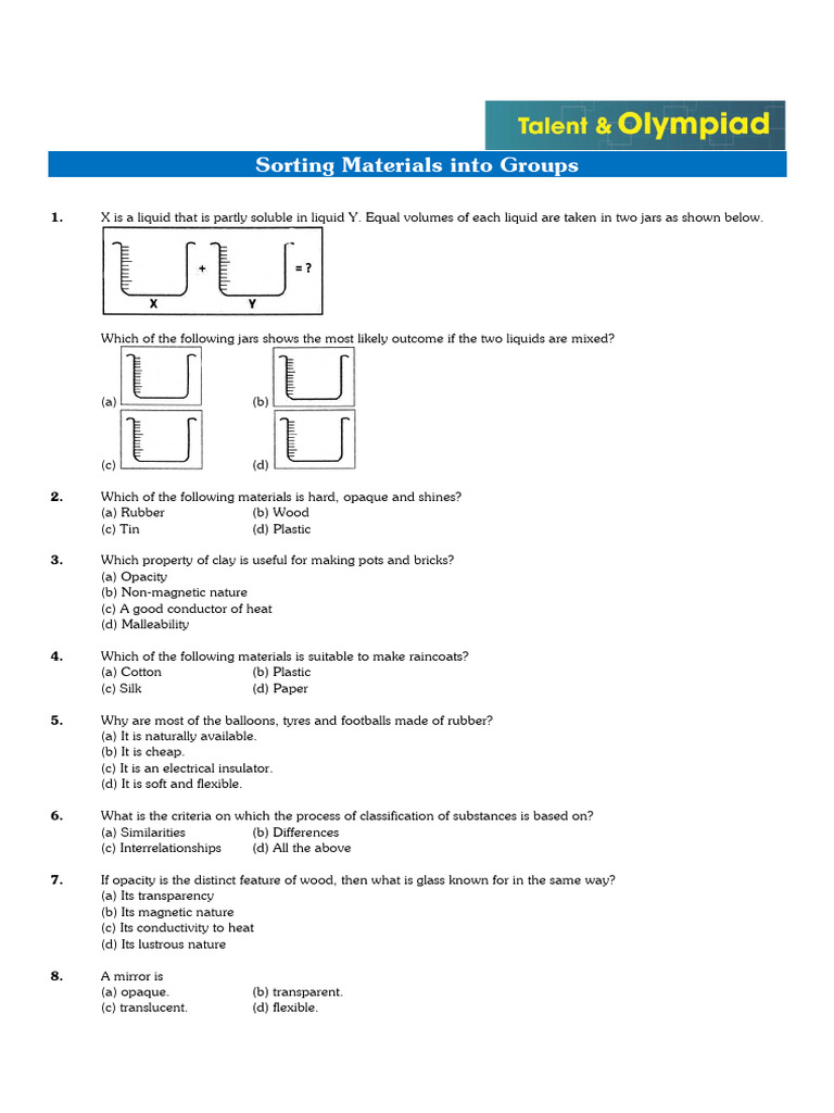 Sorting Materials Into Groups | PDF | Water | Liquids