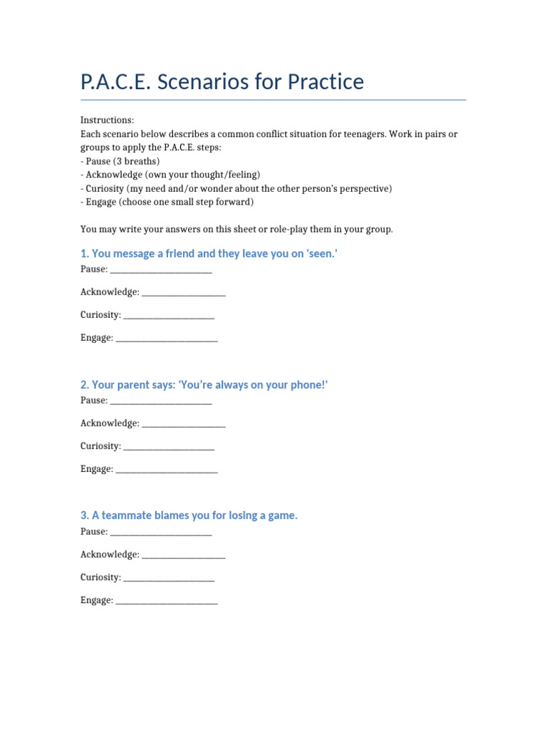 Teen Conflict Resolution Scenarios | PDF