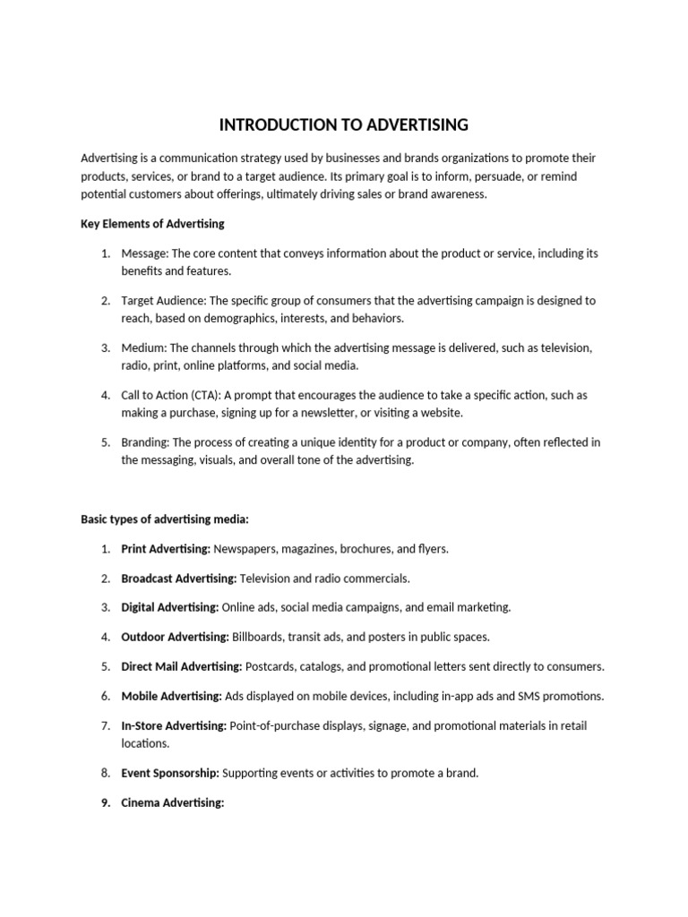 Advertising Strategies and Types Explained | PDF | Advertising | Brand