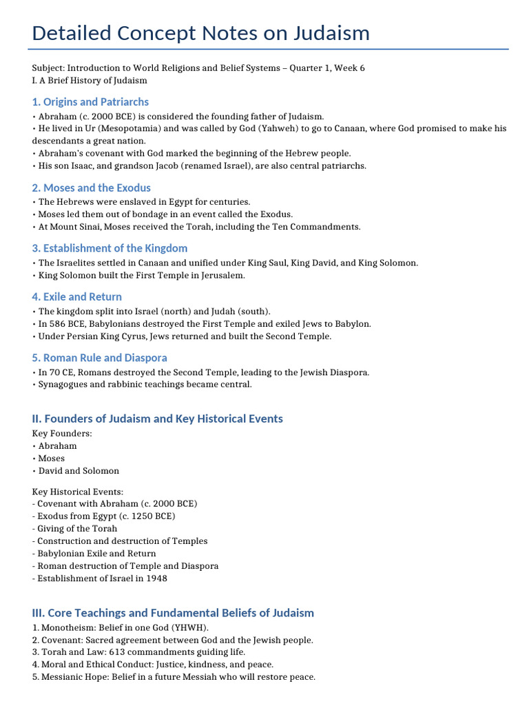 Overview of Judaism's History and Beliefs | PDF | The Exodus | Moses